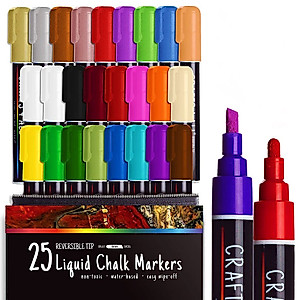 Crafts 4 All Liquid Chalk Markers For Blackboard Signs, Bistro Menu, Car Window Glass - Dry Erase, Washable - 13 Colored Chalk Pens w/Reversible Tips & Tweezers - Bonus White Chalkboard Marker!