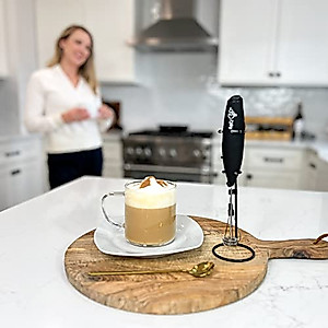 Righwa Milk Frother & Egg Beater - 2-in-1 Handheld Frother for Coffee & Egg Whisker - Battery-Operated Frother with Stand - Auto Shutoff, Powerful Motor - Kitchen Tools & Coffee Station Accessories