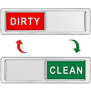 Dishwasher Magnet Clean Dirty Sign Shutter Only Changes When You Push It Non-Scratching Strong Magnet or 3M Adhesive Options Indicator Tells Whether Dishes are Clean or Dirty (Modern Silver)