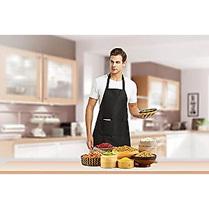 DUSKCOVE 12 Pack Plain Bib Aprons with 2 Pockets - Black Unisex Commercial Apron Bulk for Kitchen Cooking Restaurant BBQ Painting Crafting