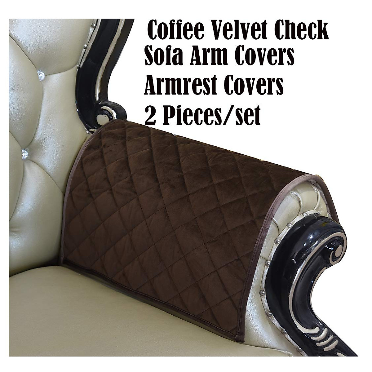 HAOMAIJIA Sofa Armrest Cover, Recliner Chair Arm Cover,Armchair Slipcover Nonslip Quilted Furniture Protector for Leather Sofa Couch (ALatte, 20 x24 Inches Sofa Armrest Cover-2 Pieces)