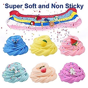 WUHUANIU Slime Kit with 6 Pack Scented Slime,Watermelon /Unicorn /Latte /Pineapple /Blue Stitch/Peach Slime,Super Soft and Non-Sticky,Surprise Slime Toys for Girls and Boys