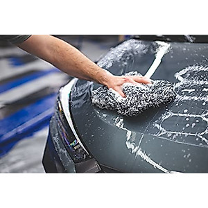 The Rag Company - Cyclone Ultra 8in x 9in Wash Mitt and Cyclone Ultra 10in x 10in Wash Pad - 70/30 Blend Korean Microfiber, Foam Padding, Scratch-Free, Lint-Free, Black (2-Pack)