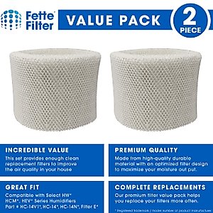 Fette Filter - Premium Material Humidifier Wicking Filters Compatible with Honeywell HC-14 Replacement Humidifier Filter E HC-14V1, HC-14, HC-14N. (Pack of 2)
