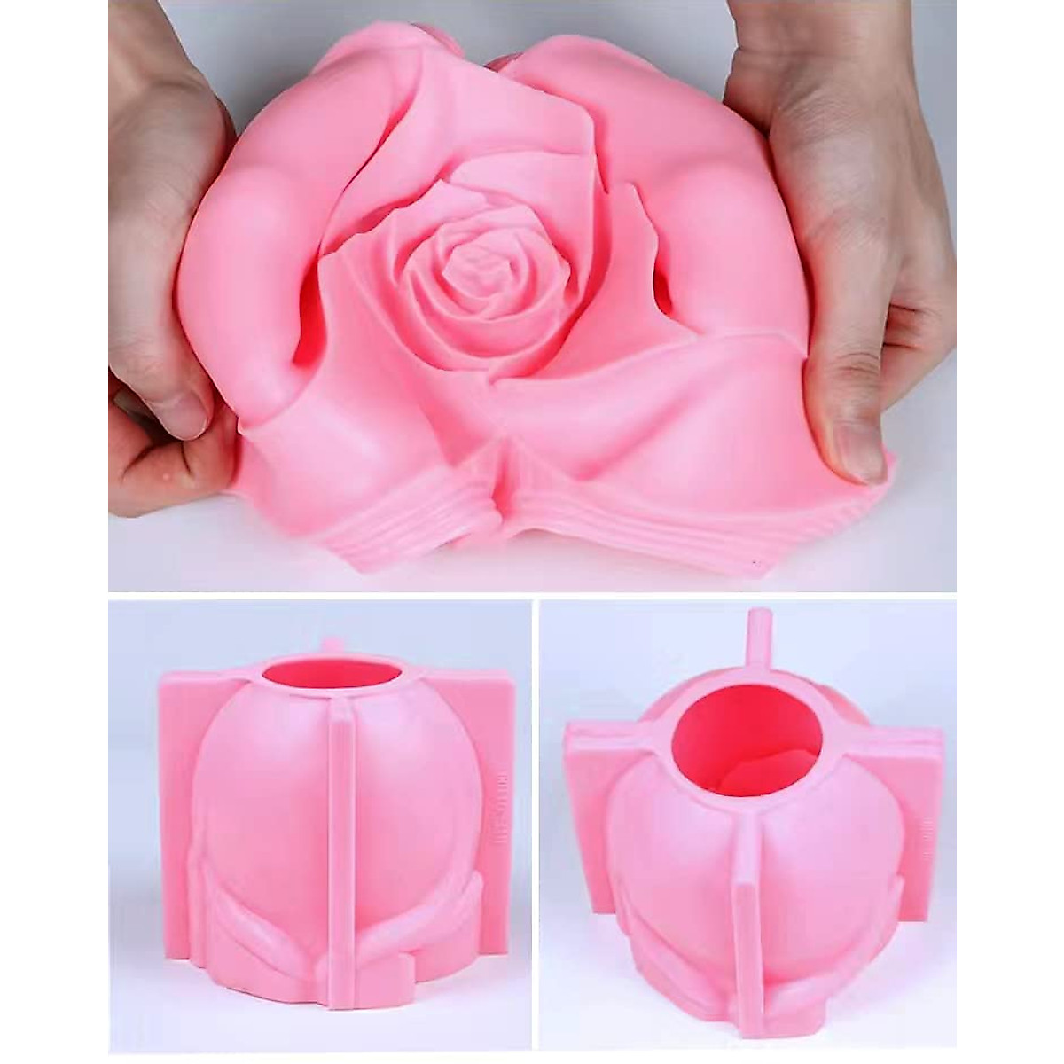 Gridspace Large 3D Rose Silicone Chocolate/ Candle/ Soap Mold for Making Rose Mousse Cake - Diameter-3.3"-Medium