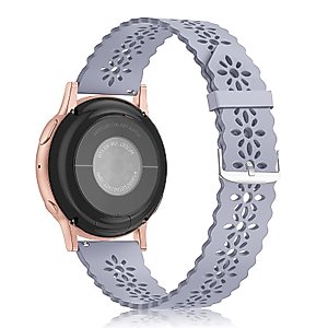 Lace Silicone Band 20mm Compatible for Samsung Galaxy Watch 4/5/6/Active Band 40MM 44MM,Galaxy Watch 4/6 Classic 46MM 42MM 43MM 47MM/Watch 5 Pro/Watch 3 41mm, Soft Silicone Strap for Women (Lavender Grey)