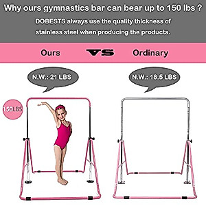 DOBESTS Gymnastics Bar, Kids Folding Horizontal Bar, Adjustable Height Gymnastic Horizontal Bars, GymnasticTraining Equipment for Home Gym Indoor Garden Outdoor