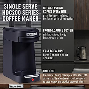 Senseo Hamilton Beach Commercial HDC200B Coffee Brewer 1 Cup Pod Coffeemaker and 64 Coffee Pods Medium Roast Classic, Black Single Hospitality 3-Minute Brew Time