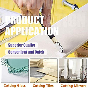 Glass Cutter Kit with Cutting Oil, 2mm-20mm Professional Cutting Head, Aotomatic Pencil Oil Feed Carbide Tip Glass Cutter Tool for Thick Glass Mosaic and Tile