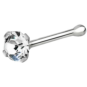 Forbidden Body Jewelry 22g Nose Studs for Women, Nose Ring Studs, Stud Nose Rings, Nose Ring Stud, Sterling Silver Clear CZ Simulated Diamond Nose Stud, 2.5mm Crystal