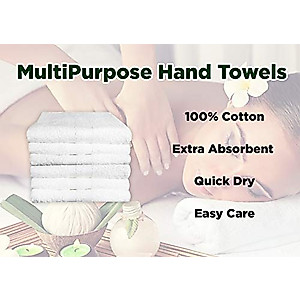 Pacific Linens Hand Towels-24 Pack-White, Super Absorbent Ring Spun, 100% Cotton,(Size 16”x27”), Commercial Grade, Multipurpose, Gym-Spa-Salon Towel, 3 lbs. per Dozen Quality (White)