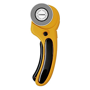 45mm Rotary Cutter, RosyMyth Fabric Cutter, for Paper, Leather Cutting, Quilting Sewing Scrapbooking, Seamstress, Tailors (Yellow)