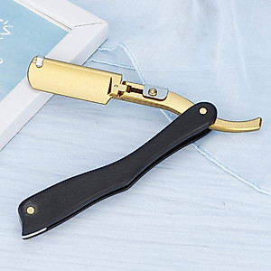 Lightweight Wooden Handle Straight Barber Razor, Classic Multi-Functional Barber Shaver, for Hair Salon Baber Shop(black)