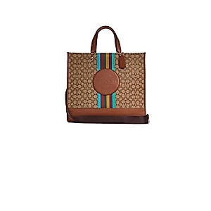 COACH Dempsey Tote 40 Inch Signature Jacquard With Stripe And Coach Patch, Brown Multi