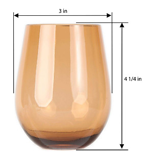 Lily's Home Unbreakable Poolside Acrylic Stemless Wine Glasses and Water Tumblers, Made of Shatterproof Plastic and Ideal for Indoor and Outdoor Use, Reusable. Mixed Colors. 14 Oz. - Set of 4