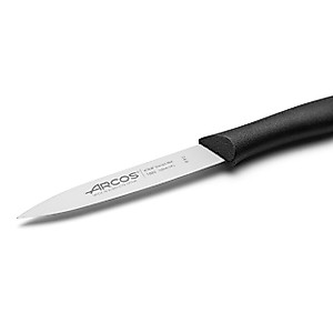 ARCOS Paring Knife 4 Inch Stainless Steel. Professional Kitchen Knife for Cut, Peel and Clean Food. Ergonomic Polyoxymethylene Handle and 100 mm Blade. Series Nova. Color Black