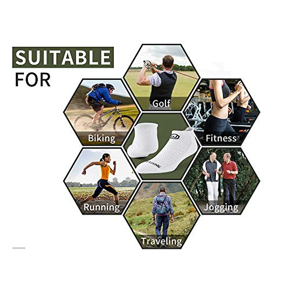 Wonder Young Mens Ankle Athletic Socks Cotton Mesh Cushioned Running Low Cut Tab Socks 6 Pairs