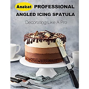 Anaeat Icing Spatulas, Set of 3 Professional Cake Angled Offset Spatula with 6", 8", 10" Stainless Steel Blades - Thickened Frosting Knife with Plastic Handle for Cake Decorating, Pastry & Baking