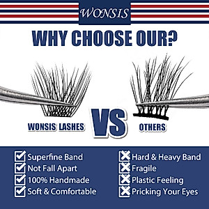 WONSIS Lash Clusters, DIY Eyelash Extension, 120 Lightweight Clusters Individual lashes, Wispy Soft Reusable Artificial Natural Look for Cluster Lash, C Curl False Eyelashes (Allure-12mm)…