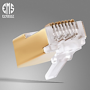 Everest Media Solutions RJ45 Cat7 & Cat6A Pass Through Connectors - 30 Pcs, 50UM Gold Plated Shielded FTP/STP External Ground for 23 AWG Network Cable