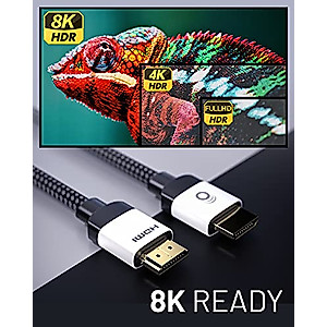ECHOGEAR HDMI Cables - 8 Foot Certified Ultra High Speed Cable with Flexible Braided Jacket - Get 4k @ 120Hz On PS5 & Xbox Series X - Supports 8k, HDR, eArc, Dolby Vision, & More