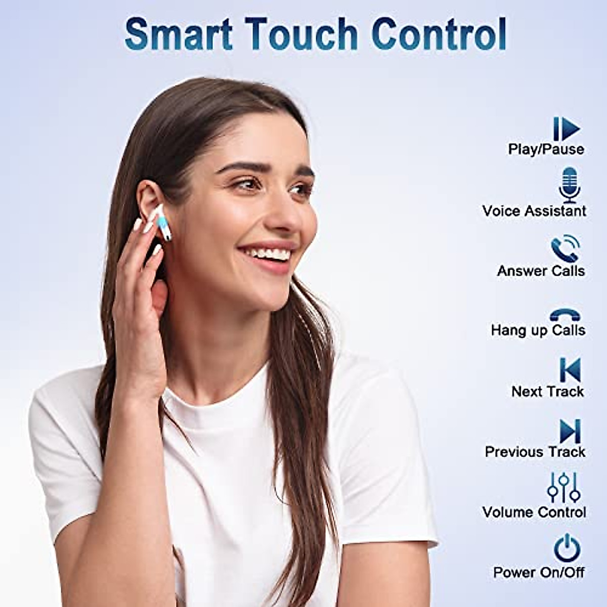 Wireless Earbud Bluetooth 5.3 Headphones with Clear Sound, 40H Playtime, Sport Earbud Touch Control with LED Digital Display, IP7 Waterproof Bluetooth Earphones Built-in Mic for Android iOS Workout