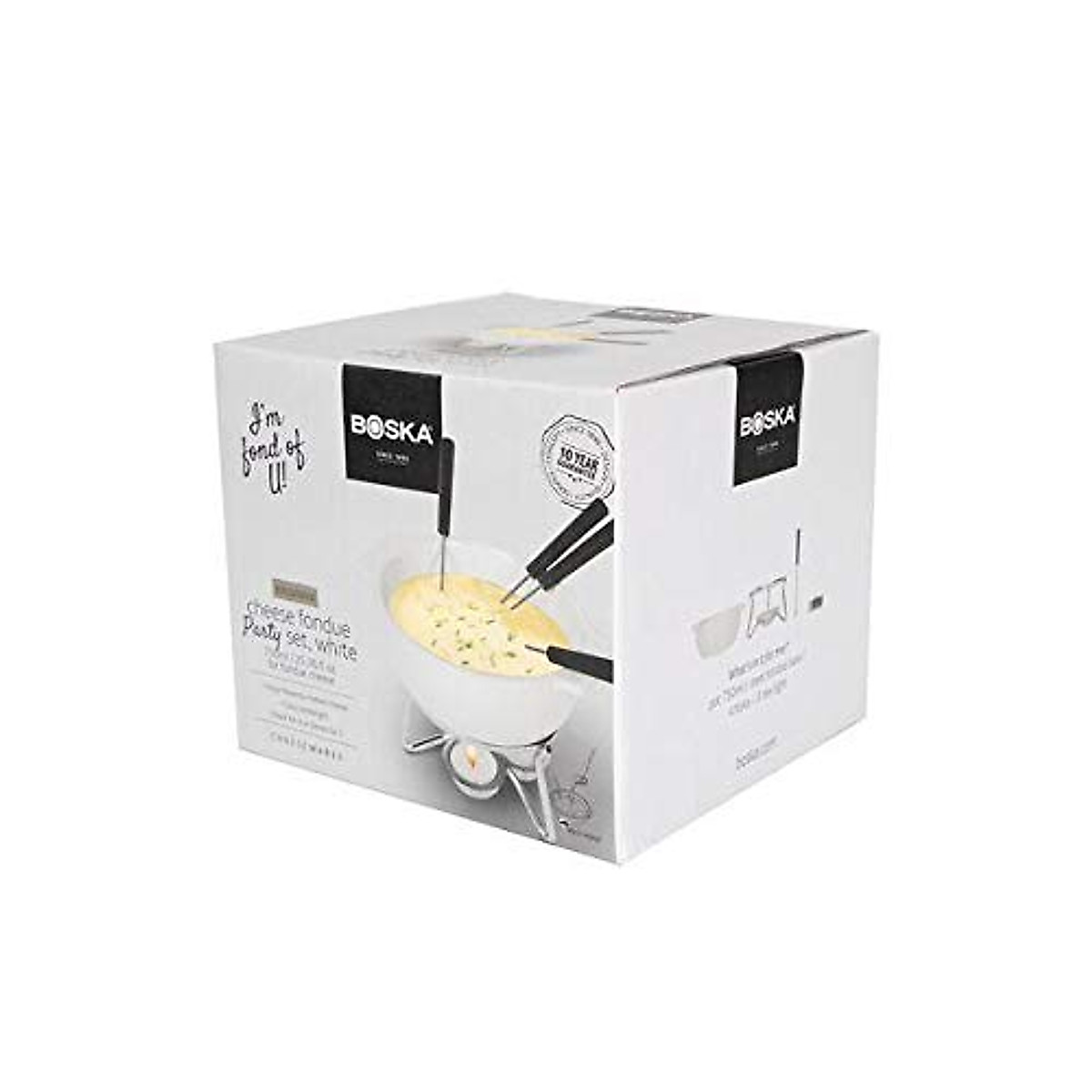 Boska Cheese Fondue Party Set - Fondue Pot Set Microwave Safe Ceramic Hot Pot Chocolate Fountain Snack - Wedding Registry Items Small Kitchen Appliances for up to 4 Persons