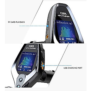 Bluetooth 5.0 FM Transmitter for Car, QC3.0 & TFT Colorful Display Wireless Bluetooth FM Radio Adapter Four Music Player Mode/Car Kit，Hands-Free Calls Support TF Card/U Disc Aux Input/Output