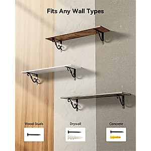 MUXX.STIL Long Wall Shelves, 31.5 Inch Large Floating Shelves for Home Decor Set of 2, Wide Wall Mounted Shelves with Brackets for Bedroom, Living Room, Kitchen, Bathroom and Plants, Rustic Brown