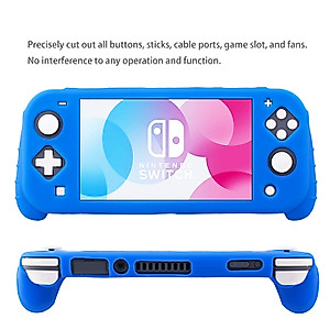 YoRHa Handle Grip Soft Silicone Rubber Protective Cover Case (Blue) x 1 for Nintendo Switch Lite [9.2019 Slim Model]