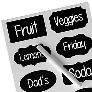 Simply Gourmet Refrigerator Organizer Bins - Set of 6 Clear, Stackable Freezer and Fridge Organizer Containers w/Chalk Pen and Labels - Essential Pantry & Kitchen Organization and Storage