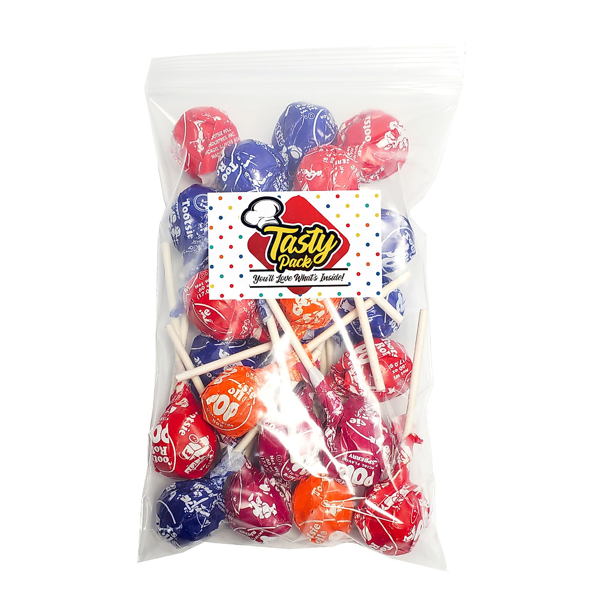 Lollipops Assorted Fruit Flavored Lollipops with Chewy Center Bulk Candy Set by TastyPack, 1lb