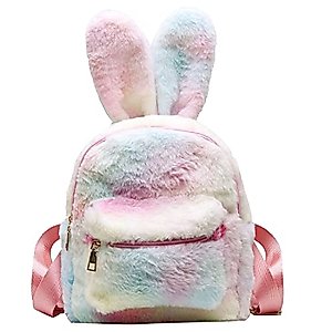 Lanpet Cute Bunny Backpacks for Girls , Women Cute Rabbit Ears Backpack Fluffy Shoulder Bag School Bag Satchel