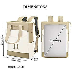 LOKASS Laptop Backpack Purse for Women-Laptop Tote Bag with USB Charging Port- 15.6 Inch Convertible Daypack Laptop Backpack for Women-Cute Waterproof Anti-theft Computer Backpack for College/Travel/Work-Personalized Initial Printed-G (Beige )