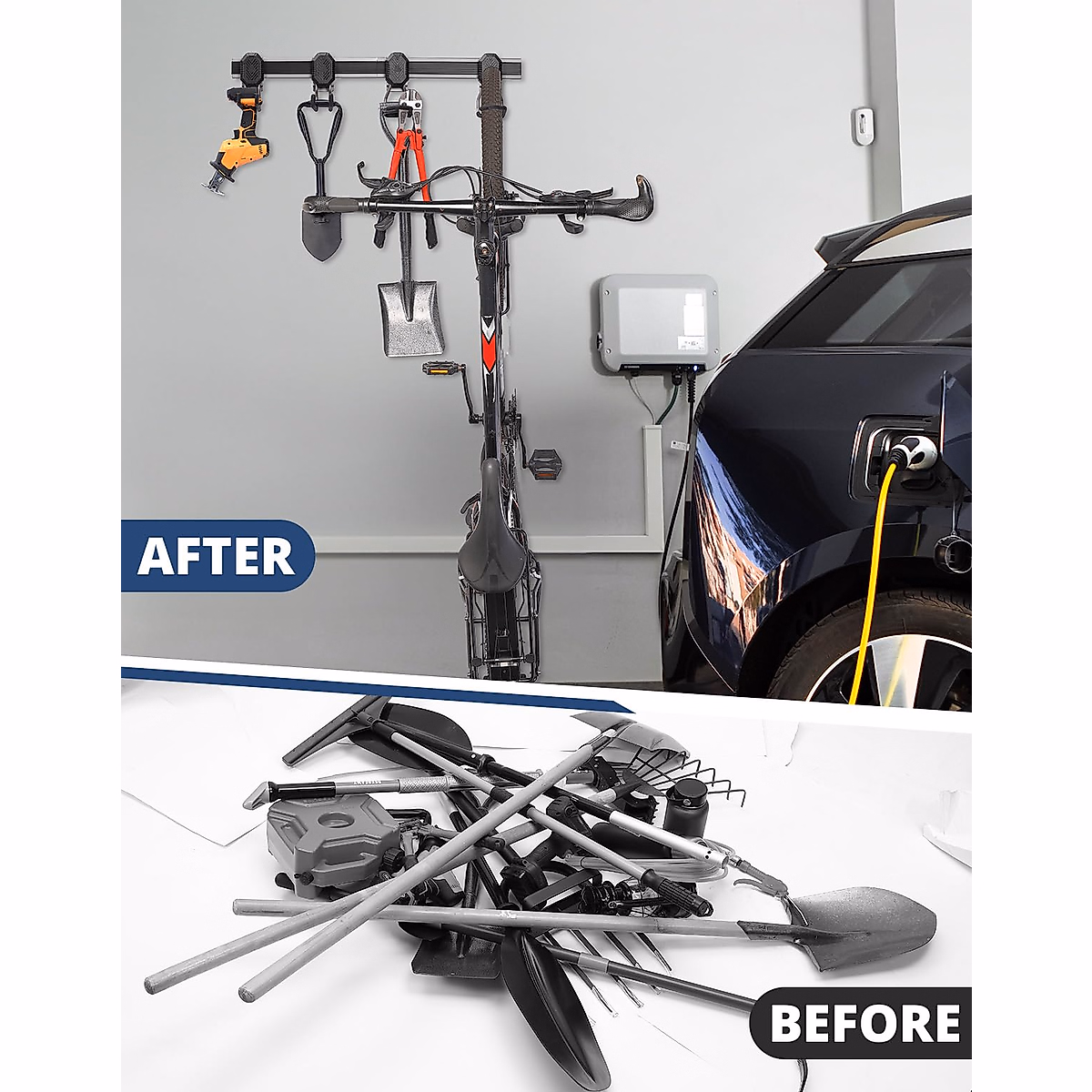 DEERFAMY 4 Pack Garage Storage Organization, Heavy Duty Wall Mount Garage Tool Organizer Support 66lbs, For Organizer Garden Yard Tool, Bikes