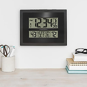 La Crosse Technology 513-75624-INT Digital Atomic Clock with Outdoor Temperature and Moon Phase,Black