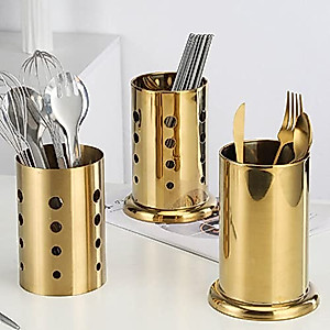 Homoyoyo Stainless Steel Cutlery Holder Chopsticks Holder Metal Spoon Knife Fork Sink Basket Utensil Caddy Storage Organizer Drying Stand for Home Kitchen