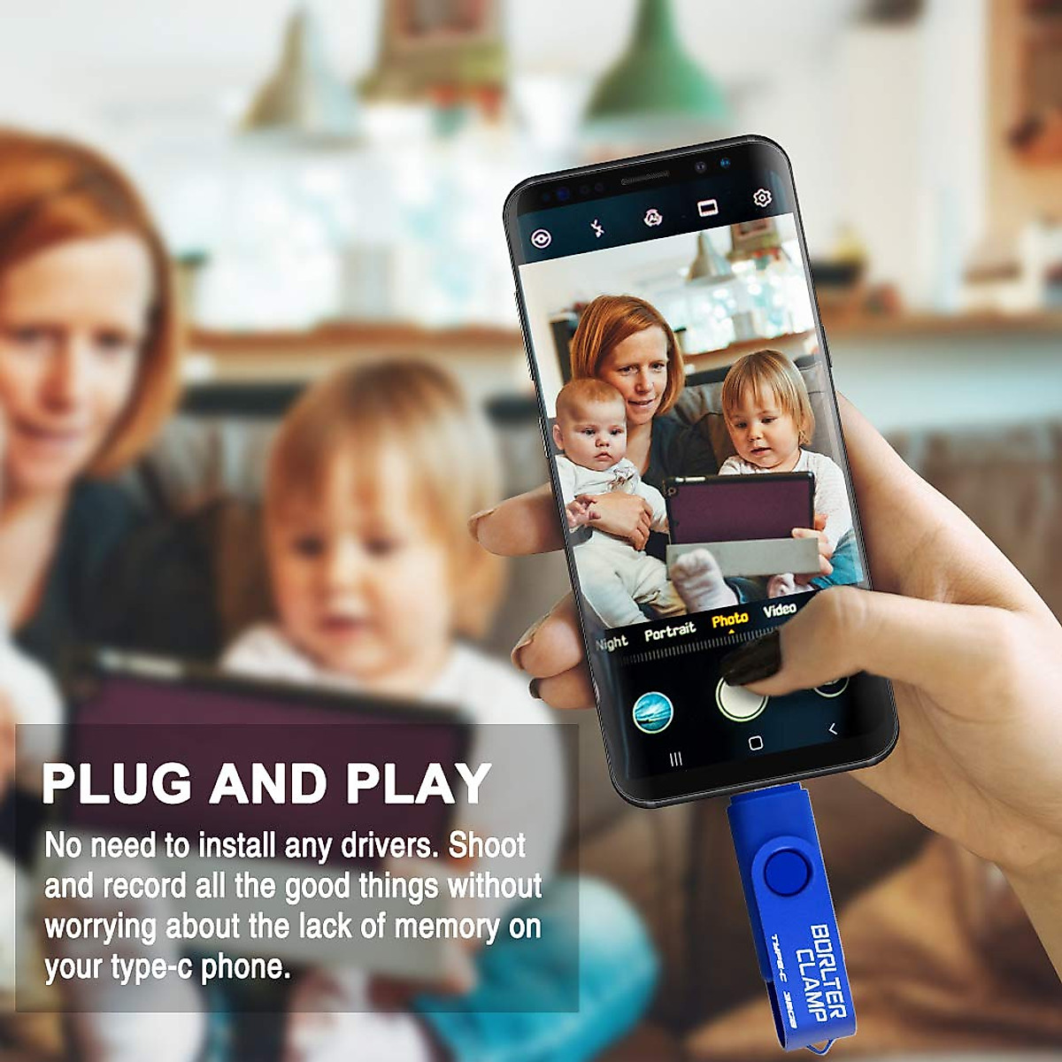 64GB USB Type-C Flash Drive, BorlterClamp USB C 3.0 Jump Drive Memory Stick Dual Port for Android Smartphones Samsung Galaxy S10/S9/S8/Note 9, LG, Huawei, Tablets & Computer (Blue)