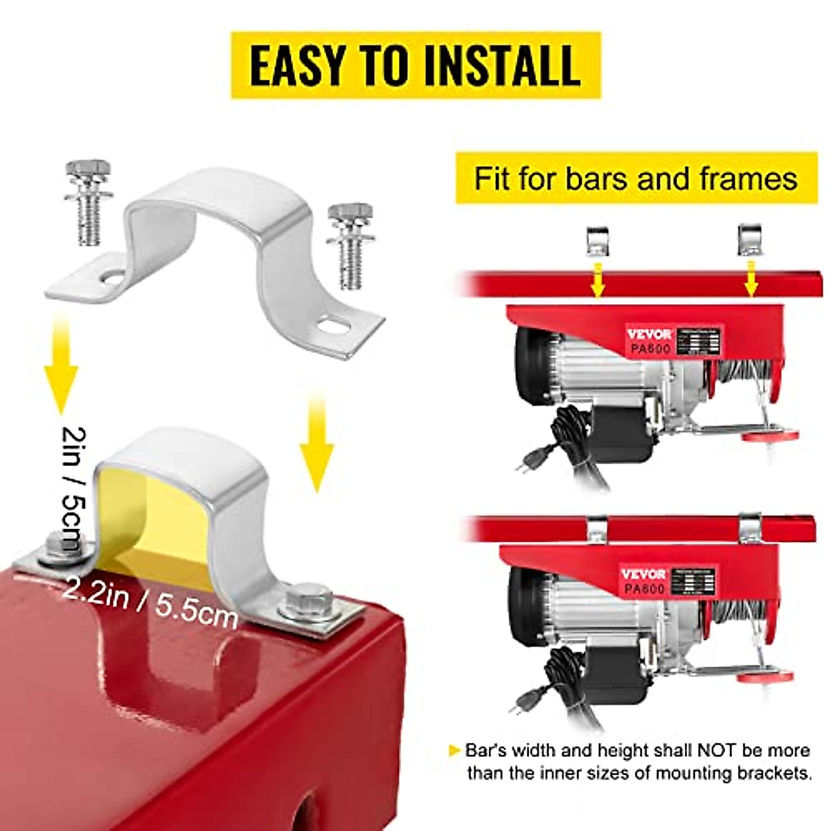 VEVOR Electric Hoist with 14ft Control, 1320LBS Electric Winch, 110V Electric Hoist with Remote Control & Single/Double Slings for Lifting in Factories, Warehouses, Construction Site, Mine Filed
