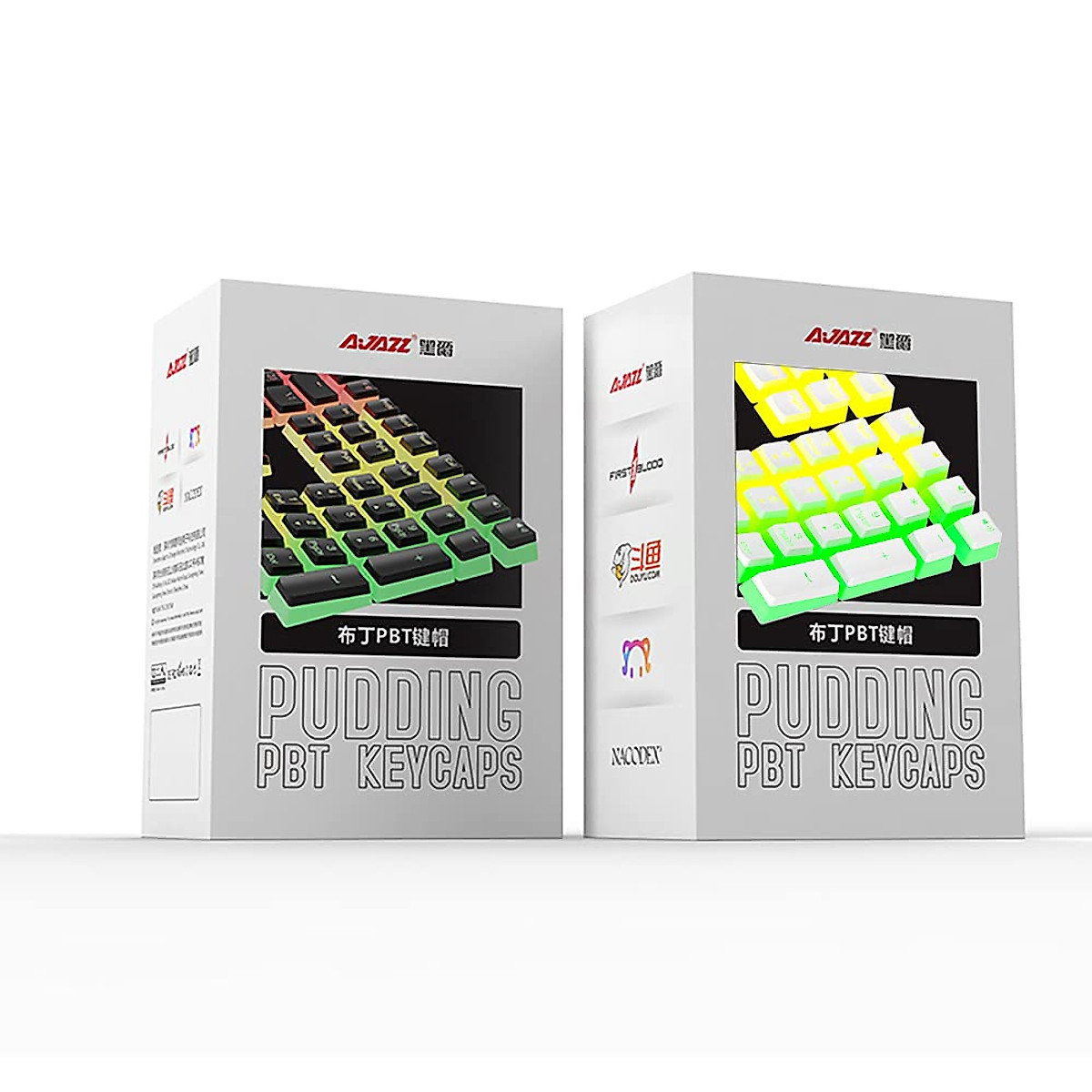 MANBASNAKE Pudding Keycaps Double Shot PBT Keycap Set with Translucent Layer,for 104 87 61 Keys RGB Backlit Mechanical Keyboards,OEM Profile,US Layout-White