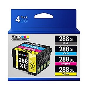 E-Z Ink (TM Remanufactured Ink Cartridge Replacement for Epson 288XL 288 XL T288XL High Yield to use with Expression Home XP-330 XP-430 XP-446 XP-440 XP-340 (Upgraded Version, 4 Pack)