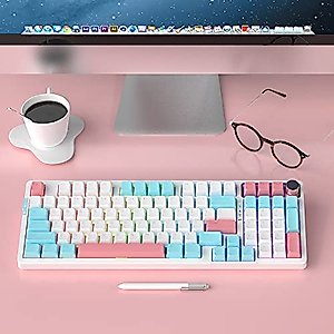 NACODEX AK966 96 Key Hot Swappable Gasket Mount Keyboard | Amazing 10000mAh Bluetooth /2.4G /Wired PC Gaming Custom Keyboard with Kailh MX Cream Switch | Knob Control | MDA PBT Keycaps