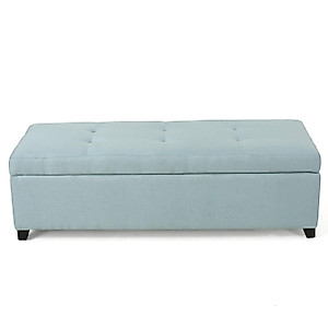 Christopher Knight Home Brentwood Fabric Storage Ottoman, Light Blue