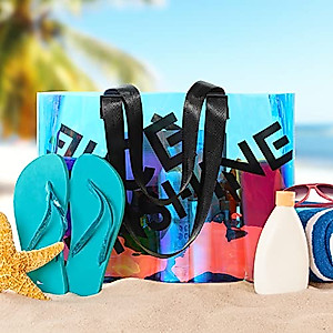 Beach Bags for Women - Extra Large Beach Tote Beach Bags Waterproof Sandproof, Beach Bag for Pool Travel Picnic Camping Daily, with Little Bag - Iridescence