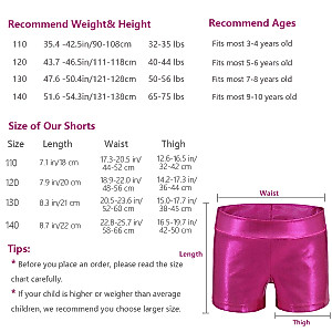 Girls Dance Short Gymnastics Athletic Shorts Sparkle Glitter Tumbling Bottoms (Rose red, 120)
