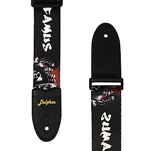 Dulphee Guitar Strap Skull Design Cool Polyester Shoulder Strap for Bass, Electric & Acoustic Guitar (Black Skull)