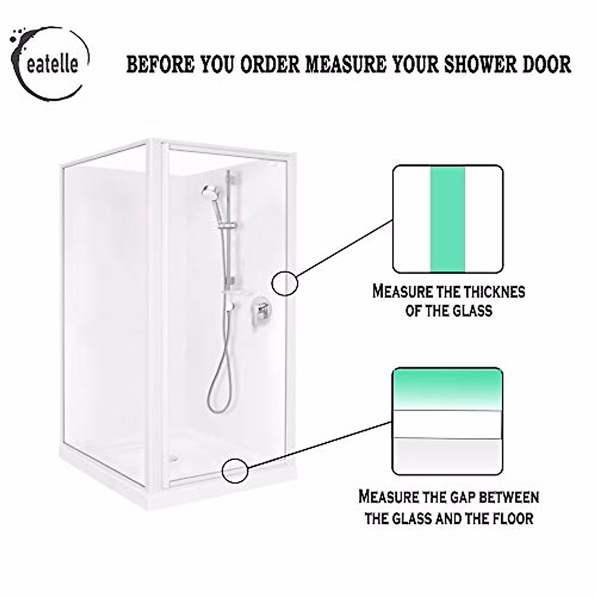 eatelle Frameless Shower Door Bottom Seal with Drip Rail - 1/2" (12mm) Thick Glass, 36" Long Sweep - Glass Door Seal Strip Ultra Clear Durable Polycarbonate Stop Shower Leaks