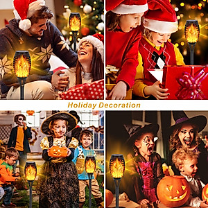 RIDALUX Solar Outdoor Lights Decorative with Flickering Flame: 12Pack Mini Solar Landscape Lights Waterproof - LED Torch Lights for Yard Patio Pathway (Yellow)