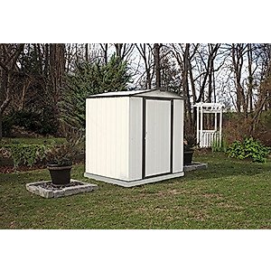 ARROW 6' x 5' EZEE Galvanized Steel Low Gable Shed Cream with Charcoal, Storage Shed with Peak Style Roof