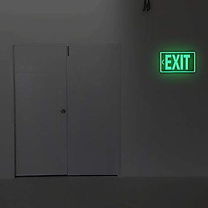 EXIT Signs Glow In The Dark EXIT Decals 3 Pack 12"x7" EXIT Photoluminescent Signs Stickers, Glows For Up To 8 Hours